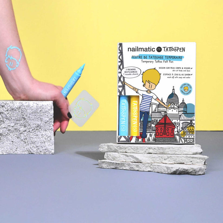 NAILMATIC. Σετ ζωγραφικής δέρματος Tattoopen με στένσιλ Paris by Jo Li ...